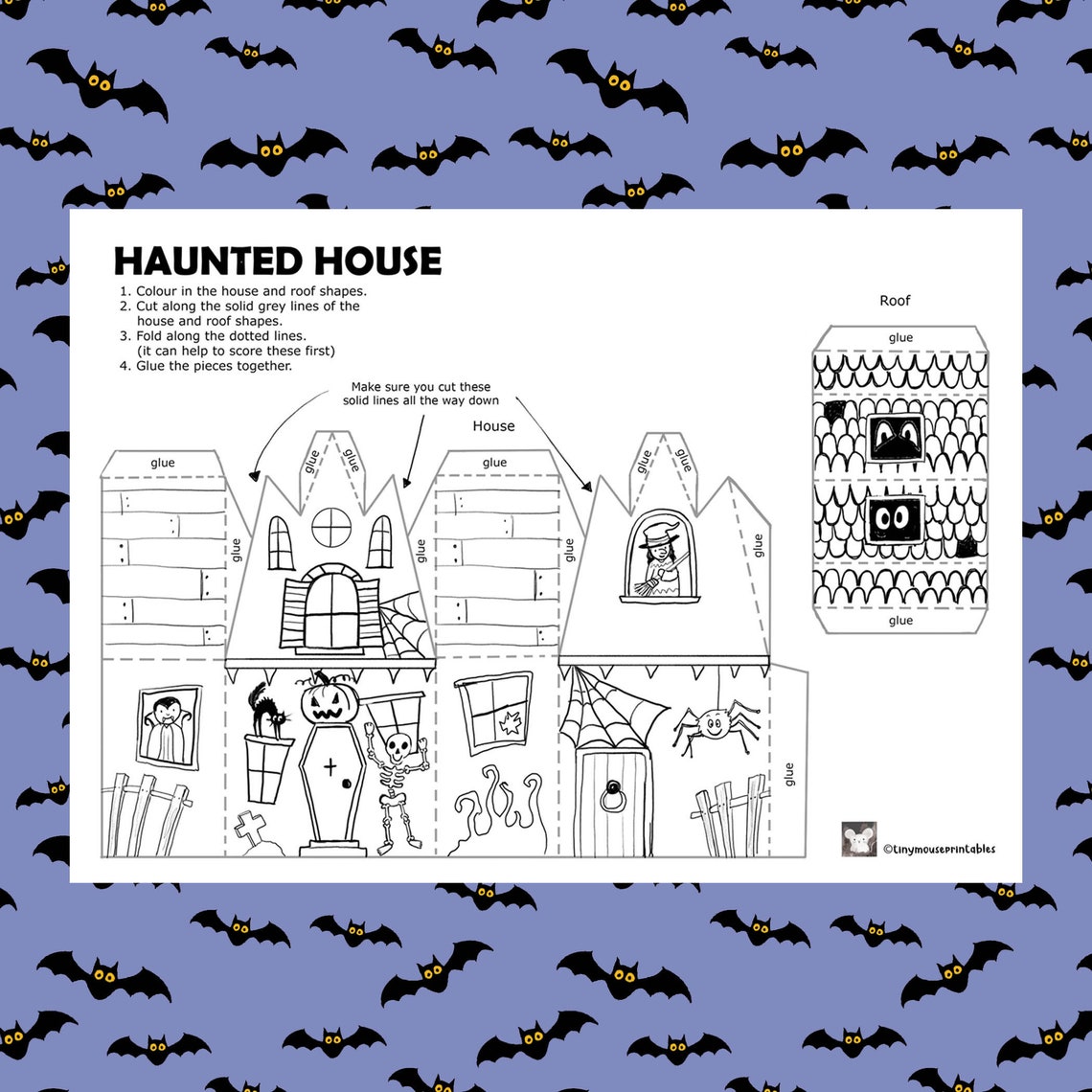 Paper HAUNTED HOUSE Printable Activity, Halloween Paper Craft Kit, Cut ...
