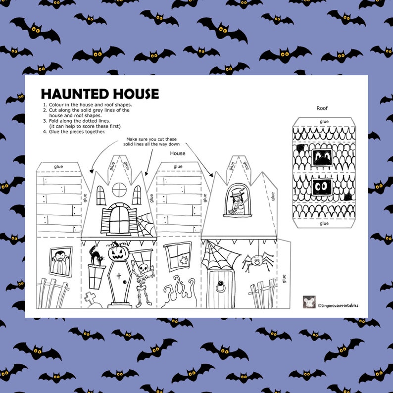 Paper HAUNTED HOUSE Printable Activity, Halloween Paper Craft Kit, Cut ...