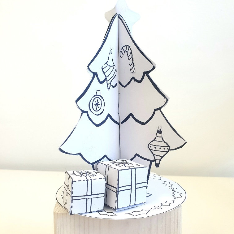 Paper CHRISTMAS TREE SCENE Printable Activity, Paper Craft Kit, Cut and ...