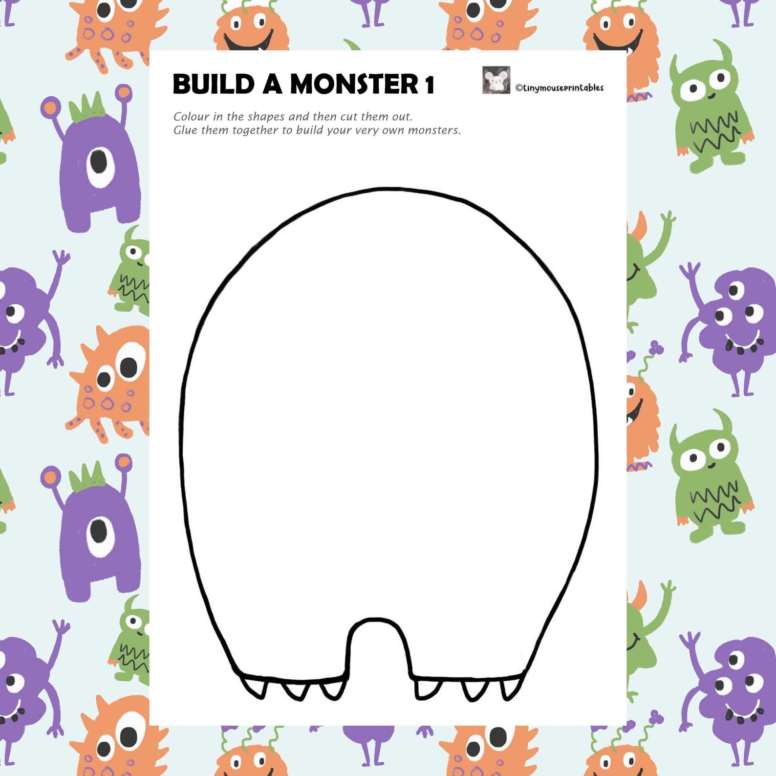 Halloween Monster Craft Kit: Printable Cut and Color Activity (PDF ...