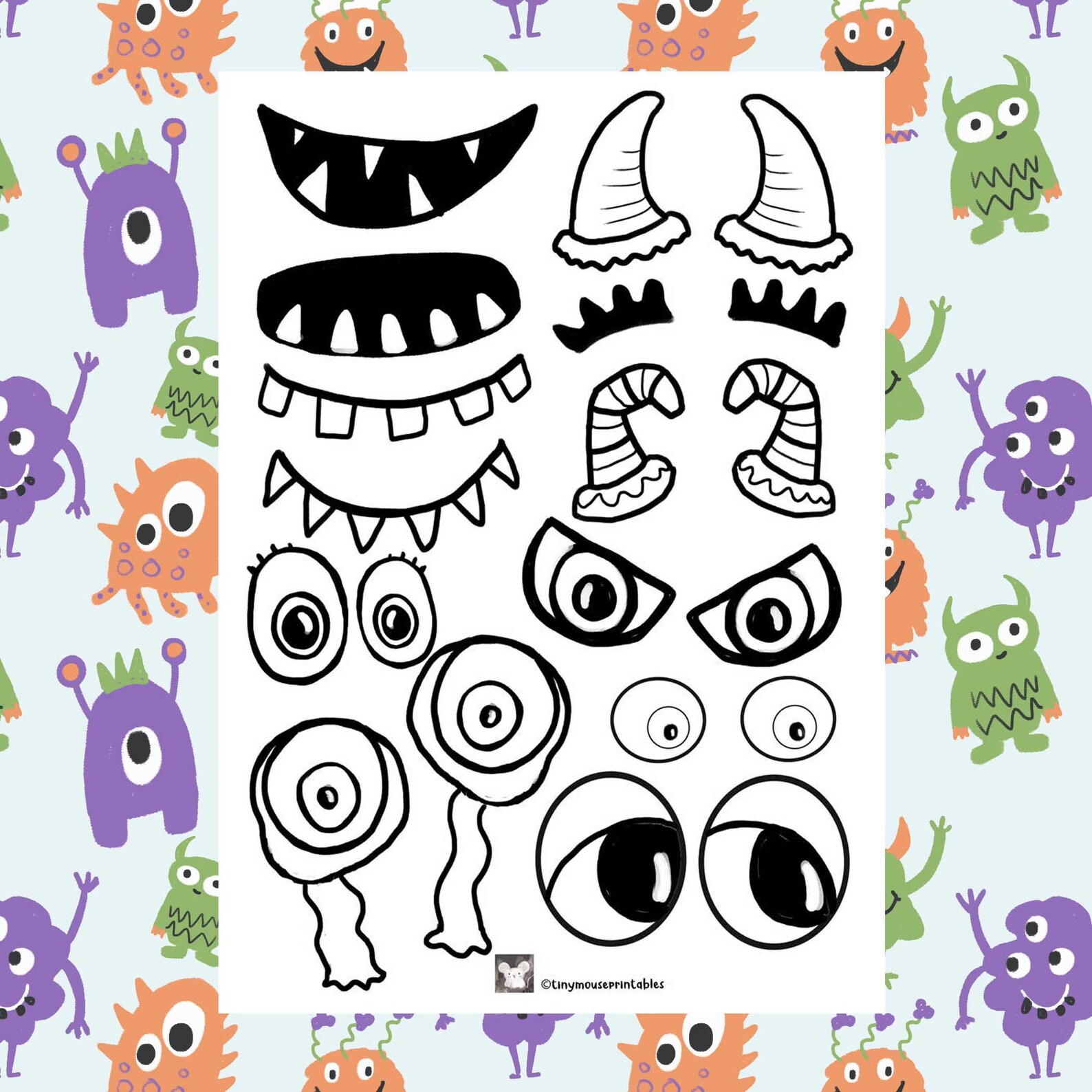 Halloween Monster Craft Kit: Printable Cut and Color Activity (PDF ...