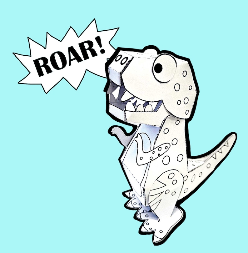 T-rex Paper Craft Kit: Cut and Colour Dinosaur (digital Download) - Etsy