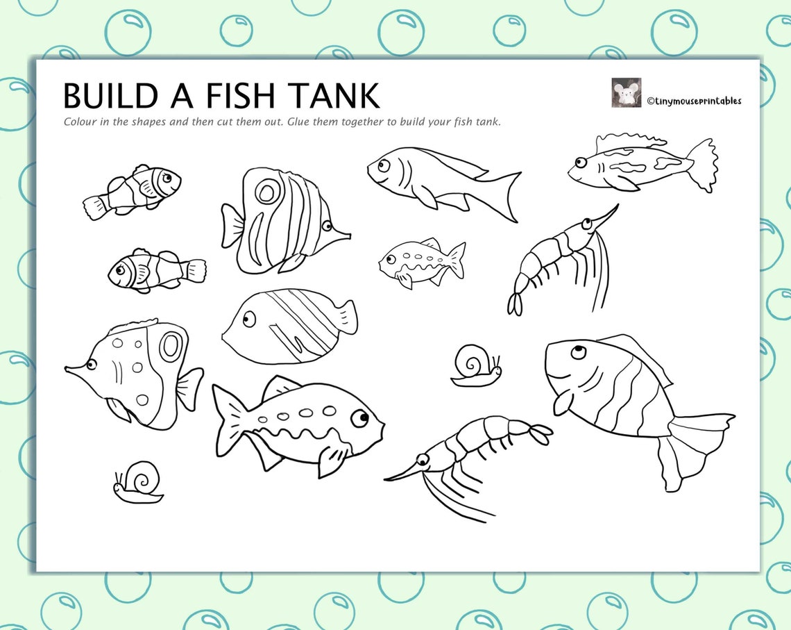 Build a Fish Tank, Fish Tank Printable, Pet Activity Sheets, Paper ...
