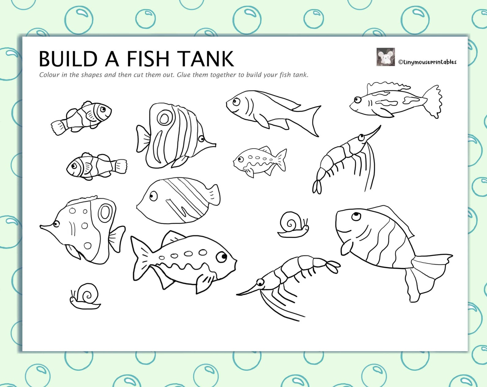 Fish Tank Paper Craft Kit: Cut and Colour Activity (PDF Pattern) - Etsy