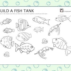 Fish Tank Paper Craft Kit: Cut and Colour Activity (PDF Pattern) - Etsy