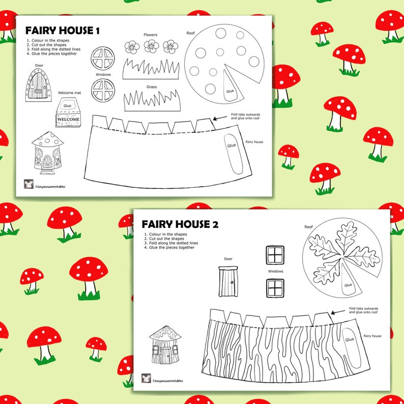 Printable Paper Fairy House Craft Kit: Cut & Color Activity (PDF) - Etsy