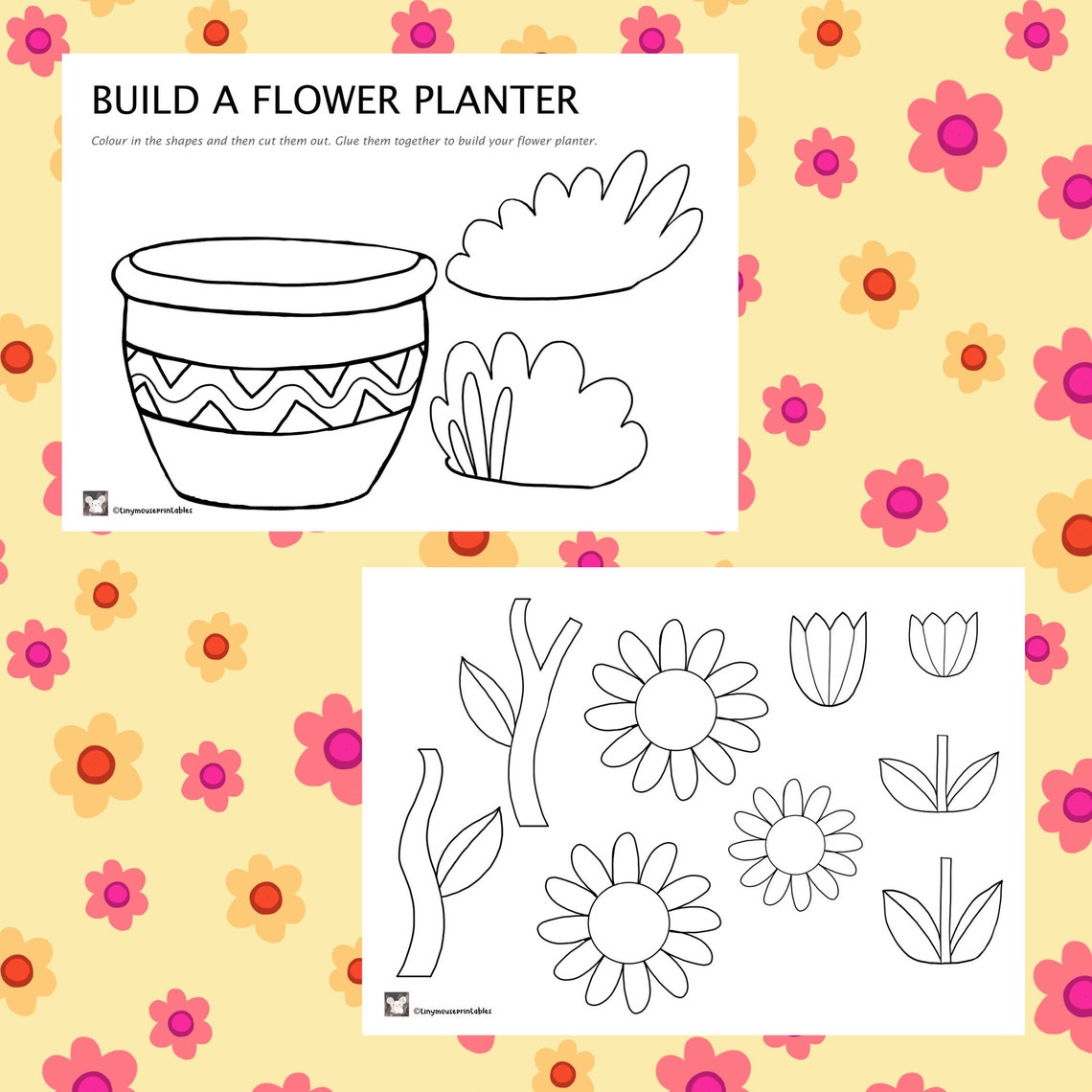 Build a Planter, Flower Printable, Activity Sheets, Paper Craft Kit ...