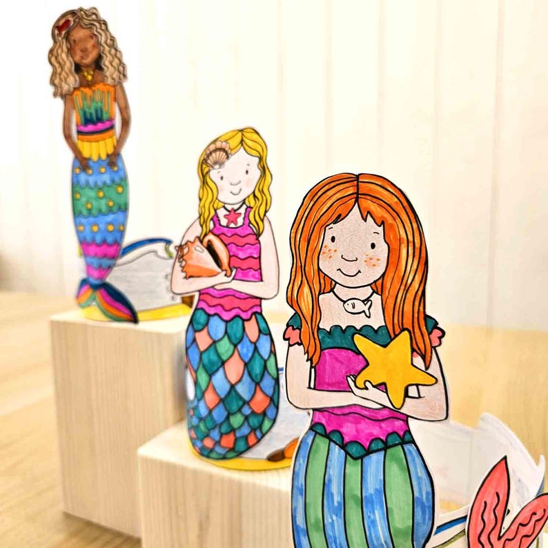 Mermaid Paper Craft Kit: Crafts for Kids, Cut and Colour (digital ...