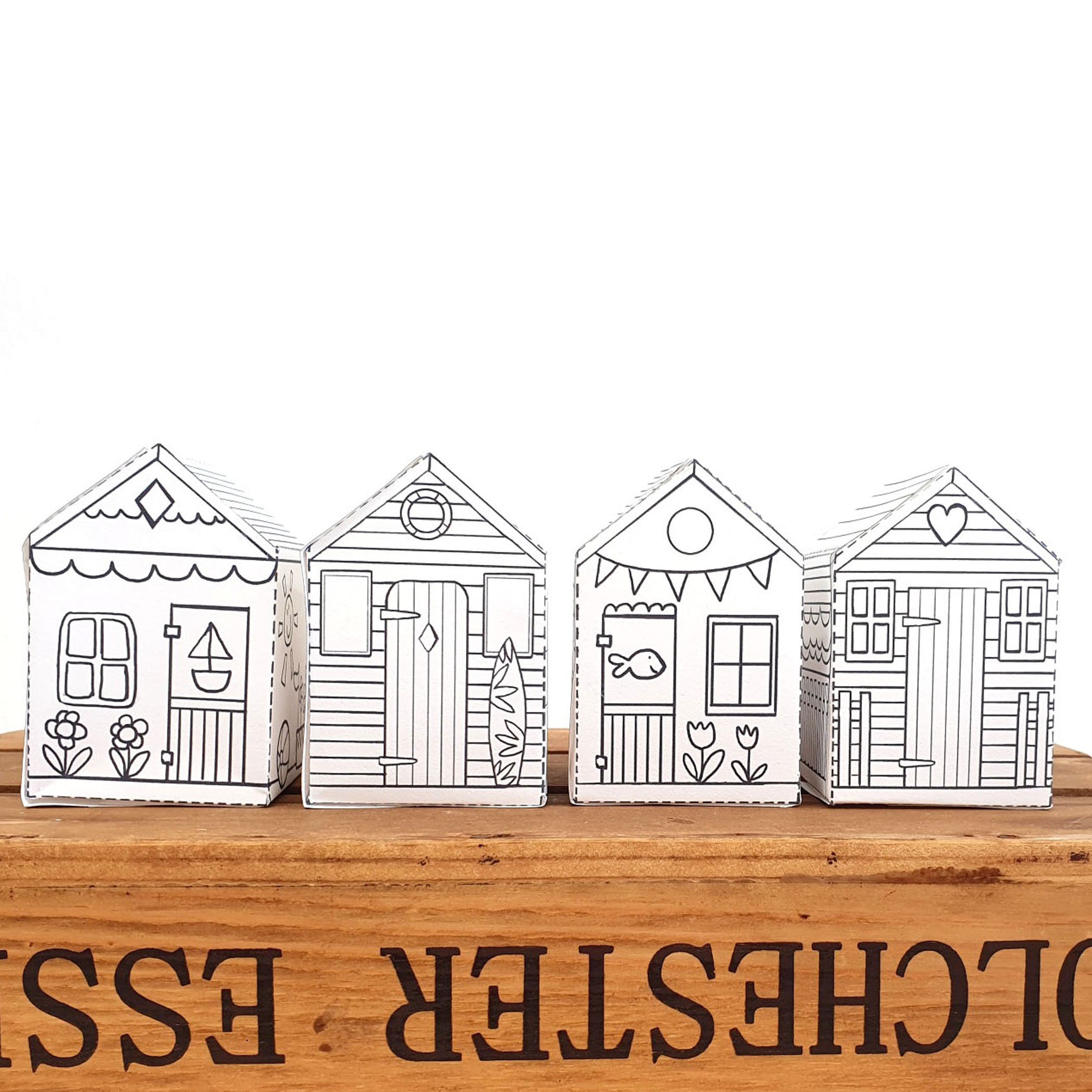 Paper Beach Huts Craft Kit: Printable Color & Cut Activity (PDF) - Etsy