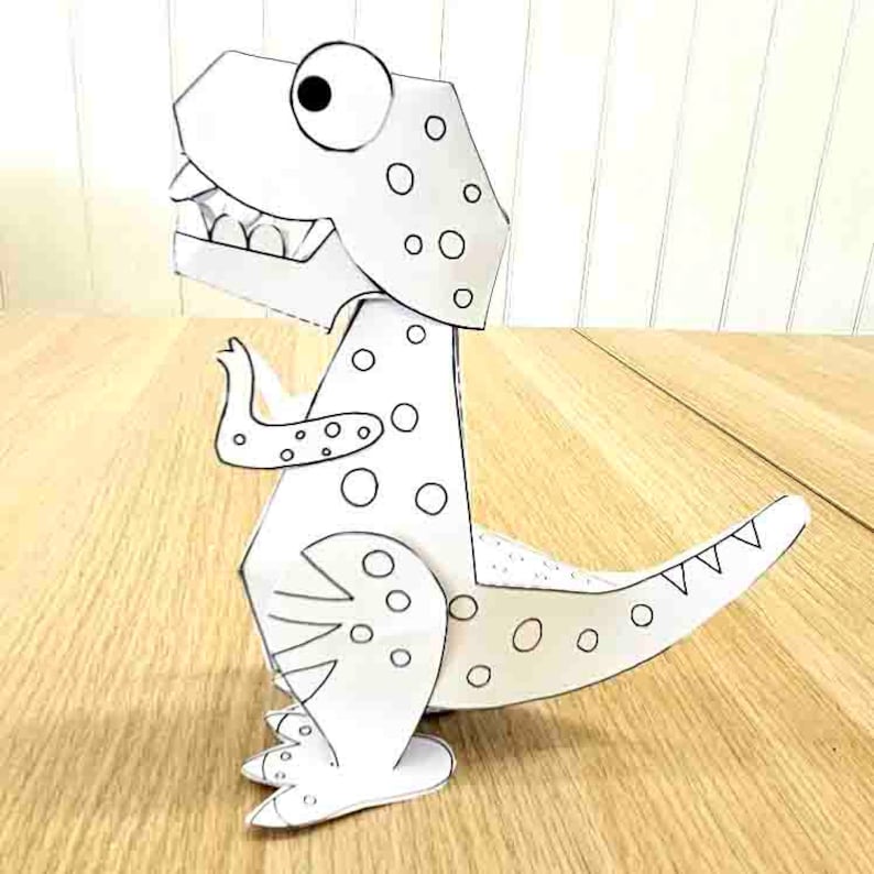 T-rex Paper Craft Kit: Cut and Colour Dinosaur (digital Download) - Etsy