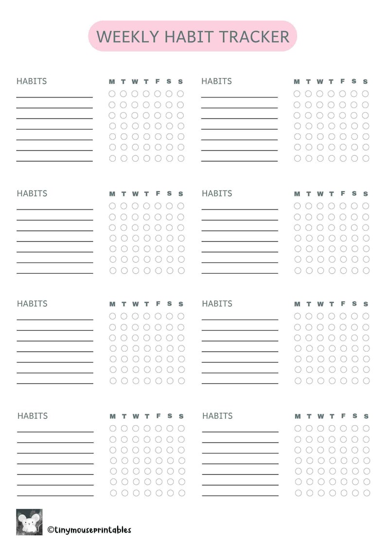 Minimalist Habit Tracker Template: Weekly Routine Printable (PDF) - Etsy