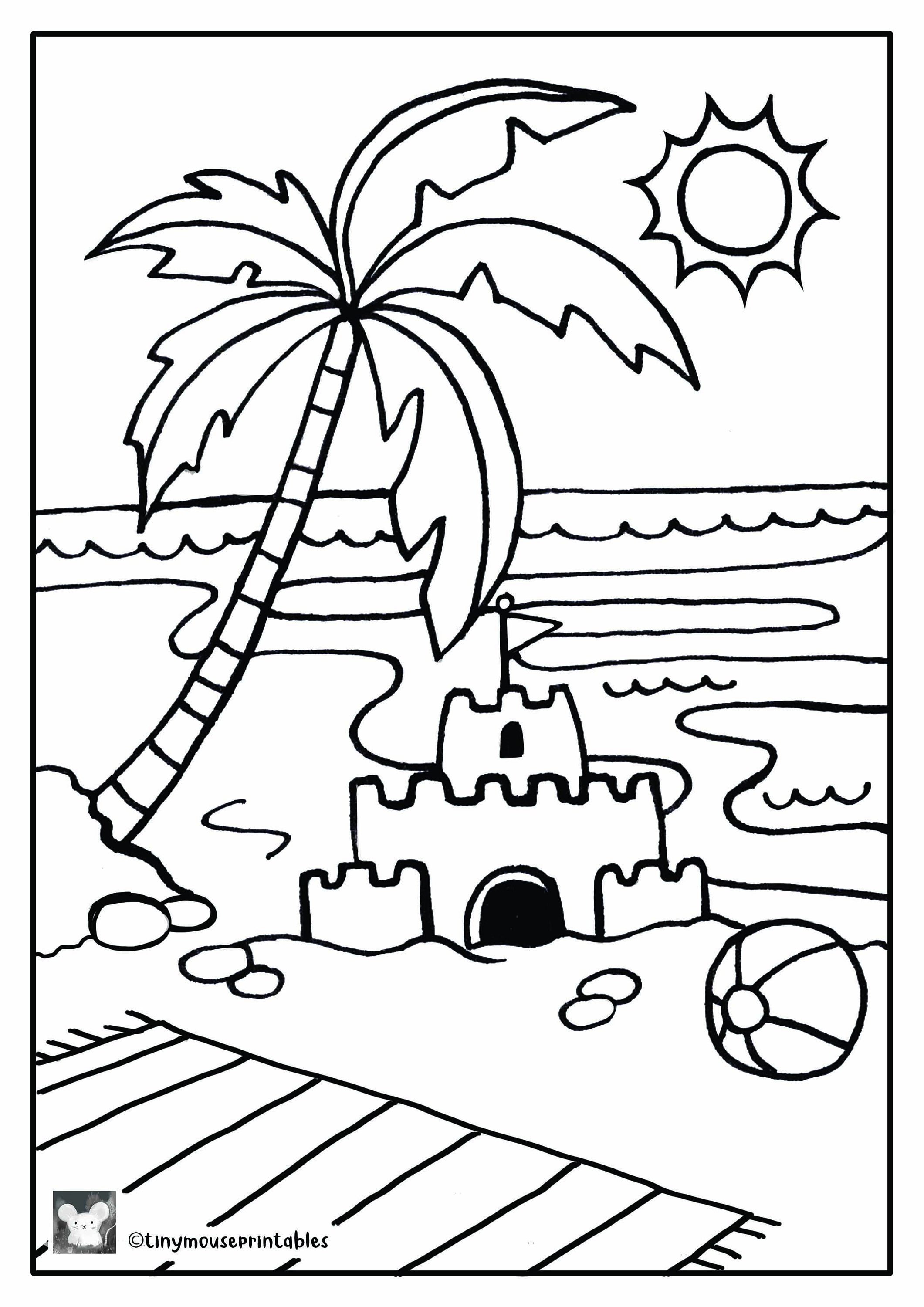 Beach Bundle Coloring Pages, Summer Holiday Printable, Beach Printable ...