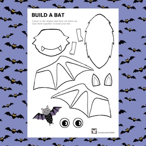 Build a Bat, Halloween Bat Printable, Paper Craft Activity, Cut and ...