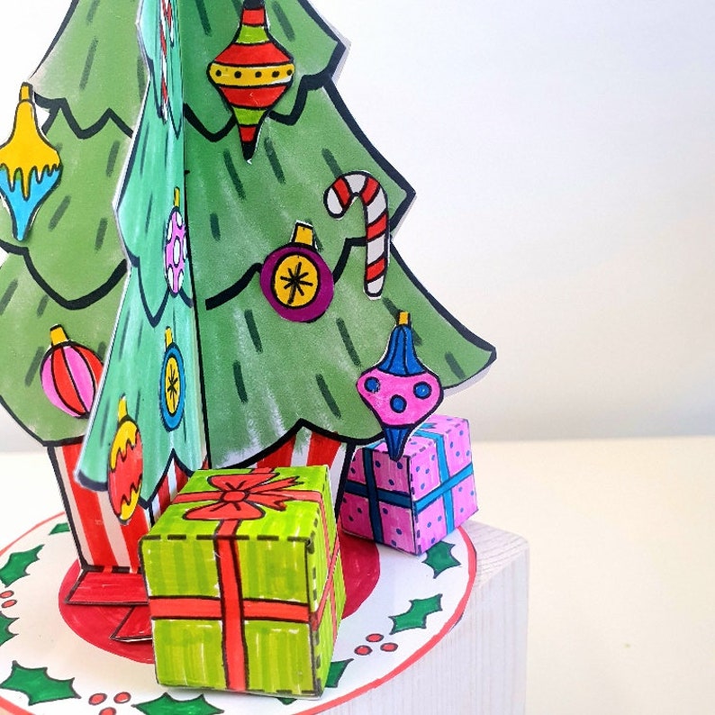 Paper CHRISTMAS TREE SCENE Printable Activity, Paper Craft Kit, Cut and ...