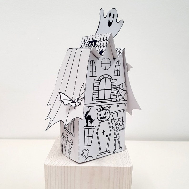 Paper HAUNTED HOUSE Printable Activity, Halloween Paper Craft Kit, Cut ...
