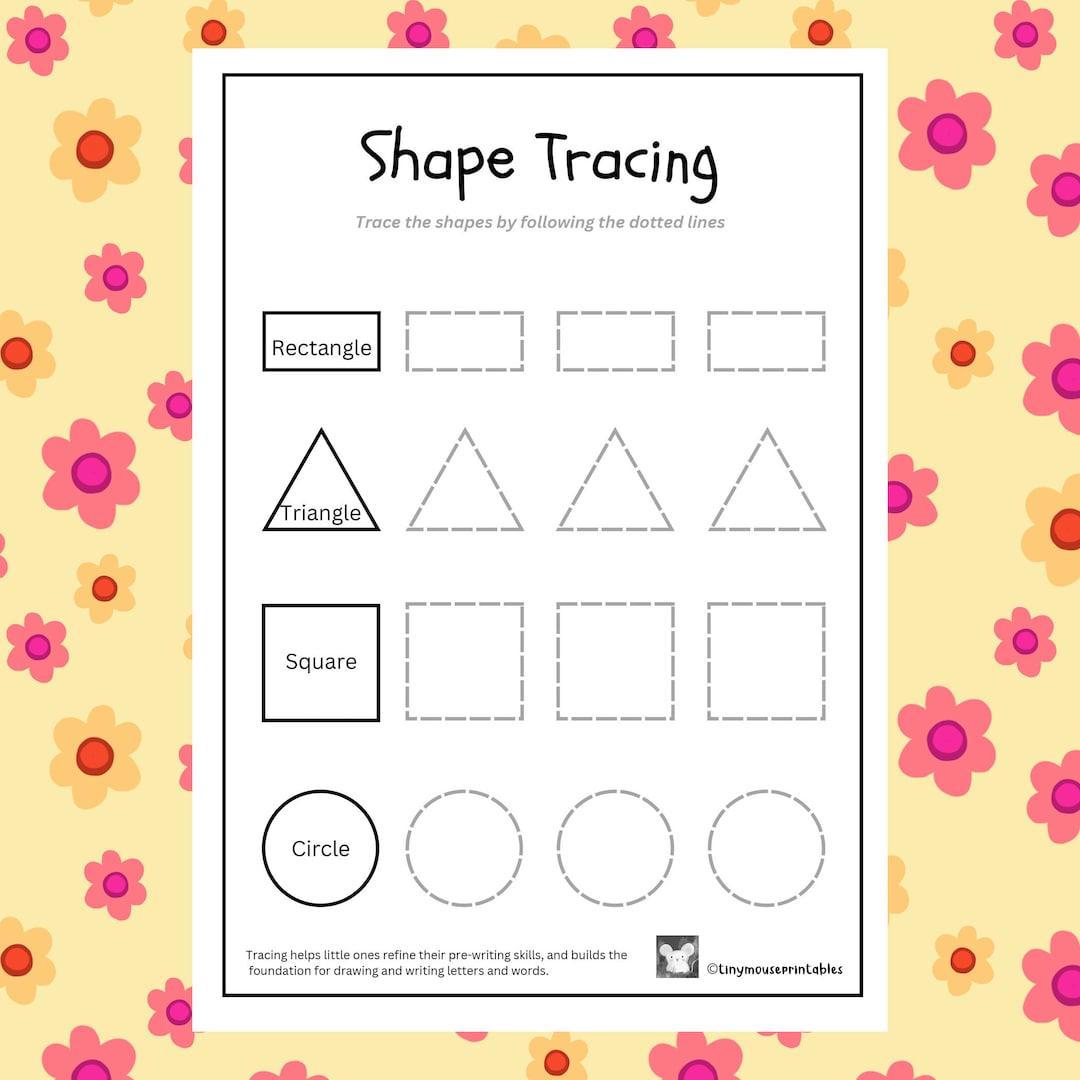 Pre-writing Tracing Shapes Activity Sheets for Preschoolers, Fine Motor ...