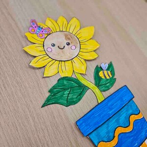 Sunflower Paper Craft Kit: Cut and Color Activity (digital Download) - Etsy