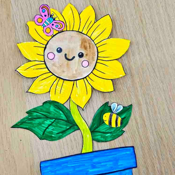 Sunflower Paper Craft Kit: Cut and Color Activity (digital Download) - Etsy