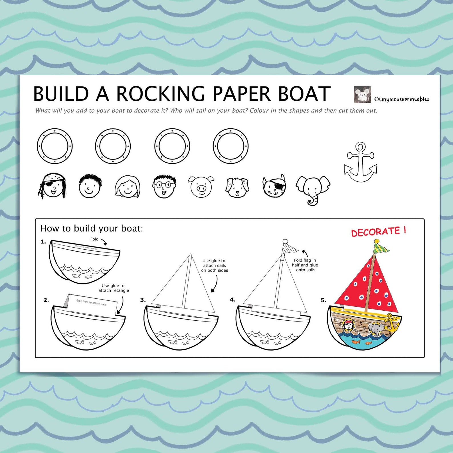 Rocking Paper Boat Craft: Printable Activity Kit (digital Download) - Etsy