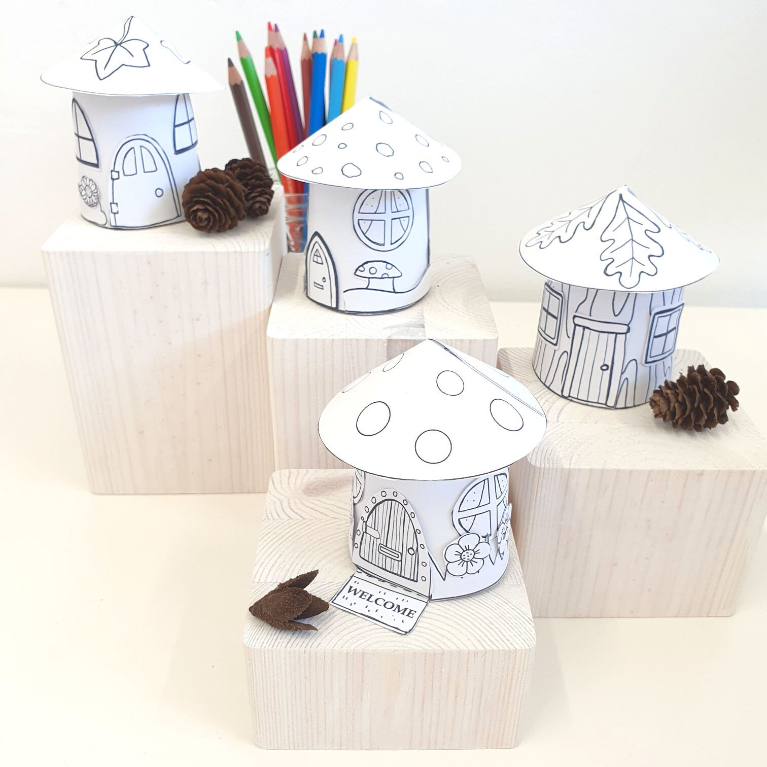 Printable Paper Fairy House Craft Kit: Cut & Color Activity (PDF) - Etsy