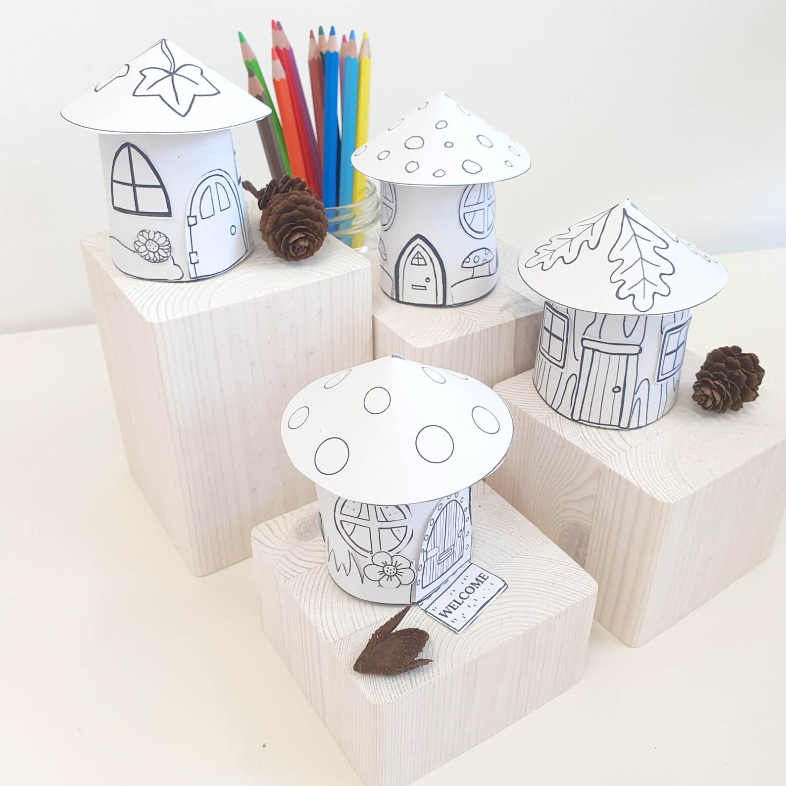 Printable Paper Fairy House Craft Kit: Cut & Color Activity (PDF) - Etsy