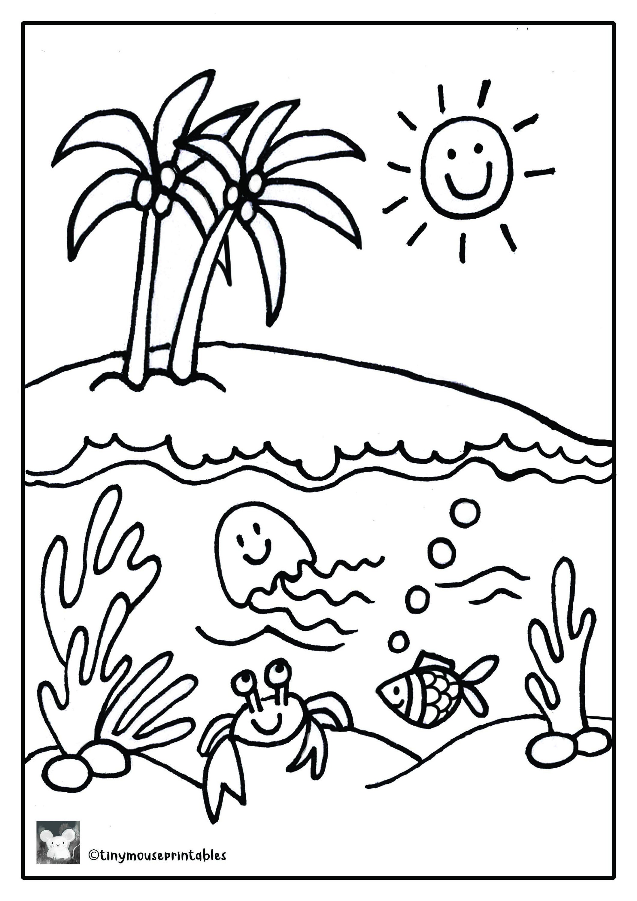 Beach Bundle Coloring Pages, Summer Holiday Printable, Beach Printable ...