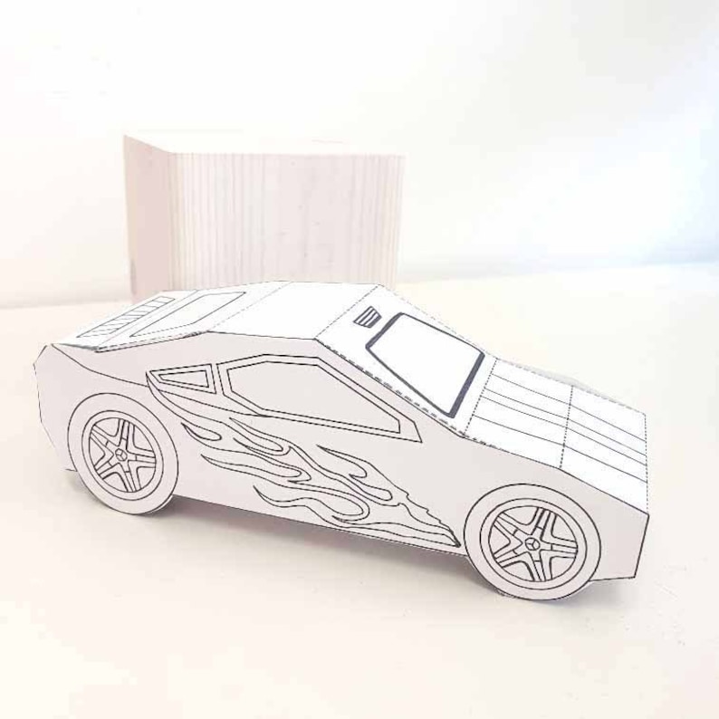 Printable Paper Sports Car Craft Kit: Cut and Color Activity (digital ...