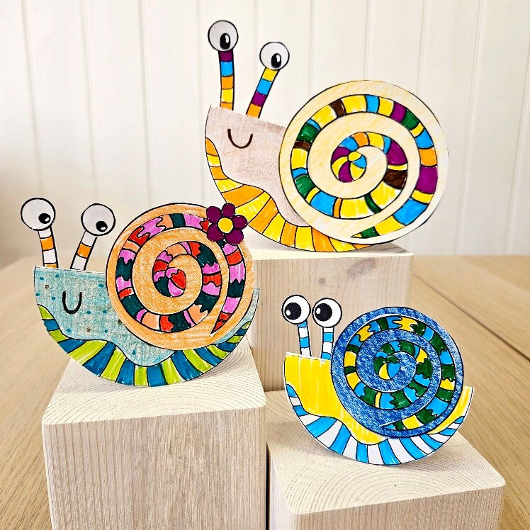 Build a Rocking Paper Snail Family, Snail Printable, Activity Sheets ...
