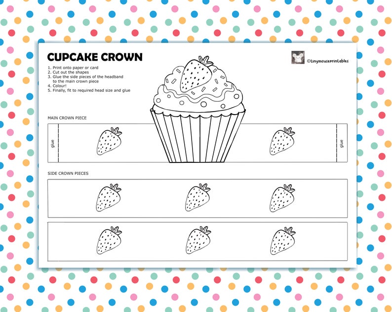 Cupcake Paper Crown: Cut and Colour Party Activity (PDF Pattern) - Etsy