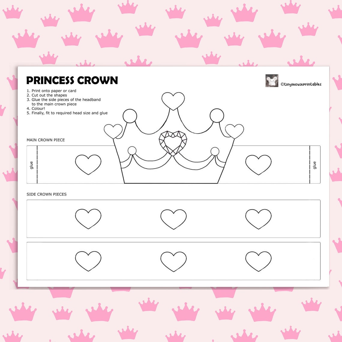 Princess Paper Crown, Princess Party Crown, Cut and Colour, Party ...