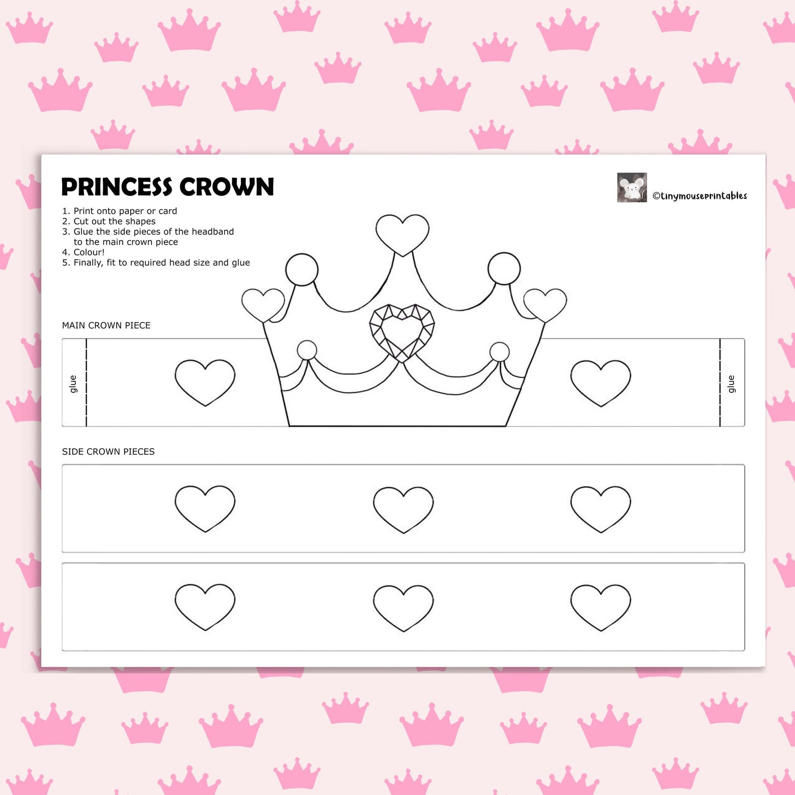 Princess Paper Crown, Princess Party Crown, Cut and Colour, Party ...