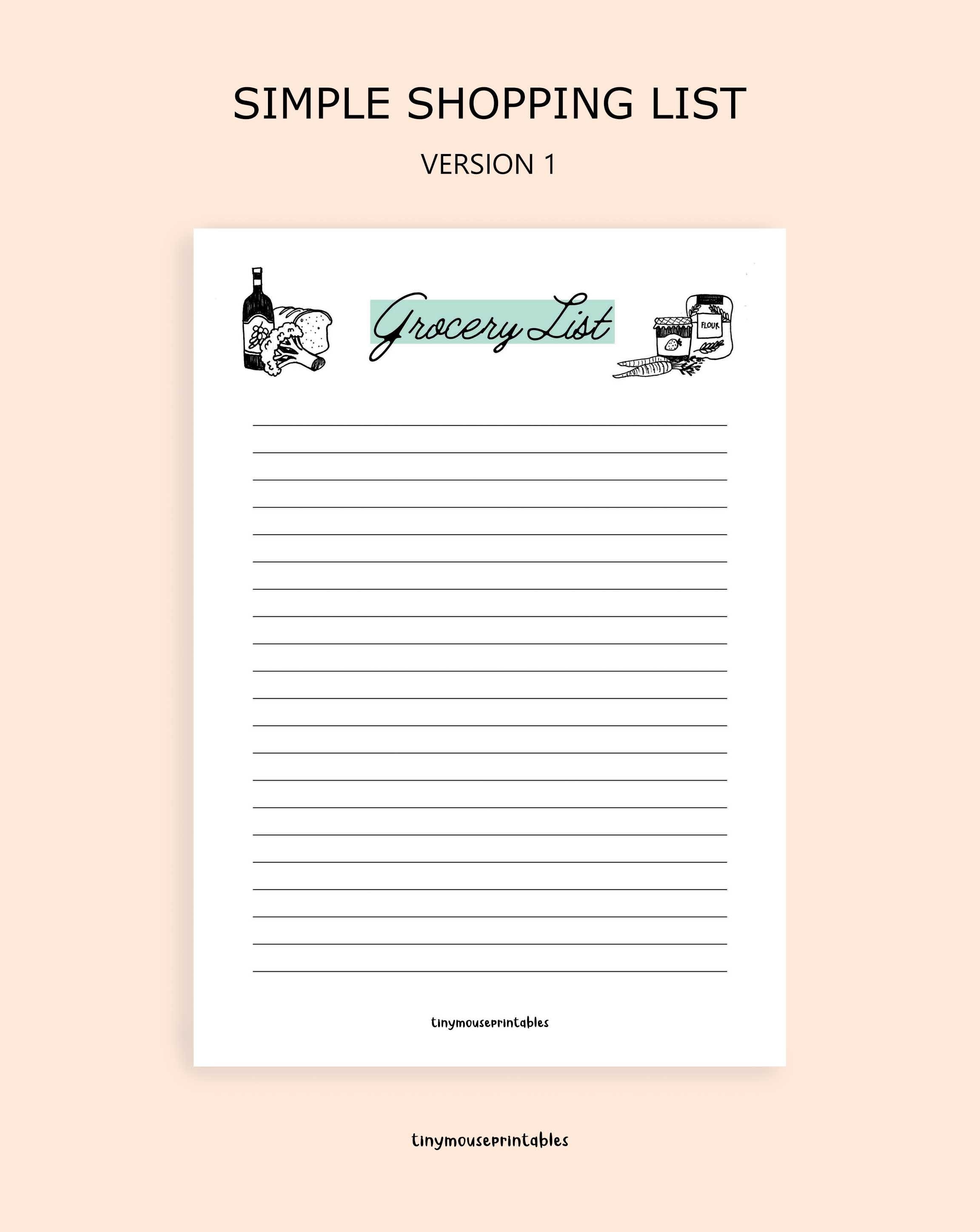 Printable Shopping List Paper