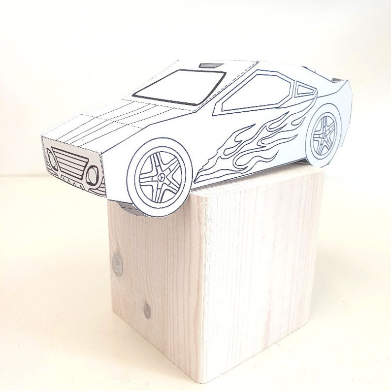 Printable Paper Sports Car Craft Kit: Cut and Color Activity (digital ...