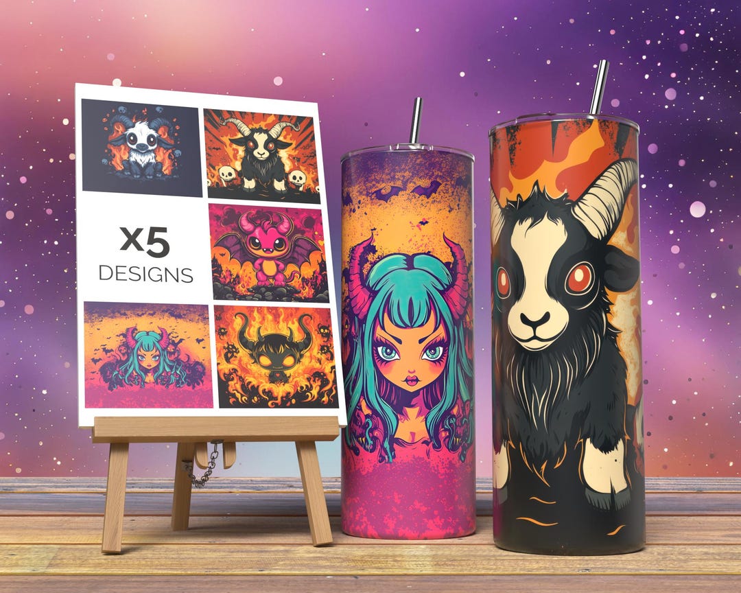 Gothic Demon Creatures – 5 Designs Bundle – Skinny Tumbler PNG Digital ...