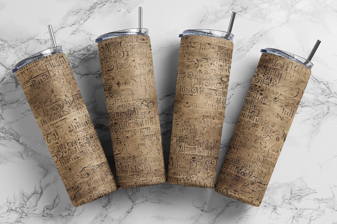 Ancient Manuscript Fantasy Design Skinny Tumbler Template, Seamless ...