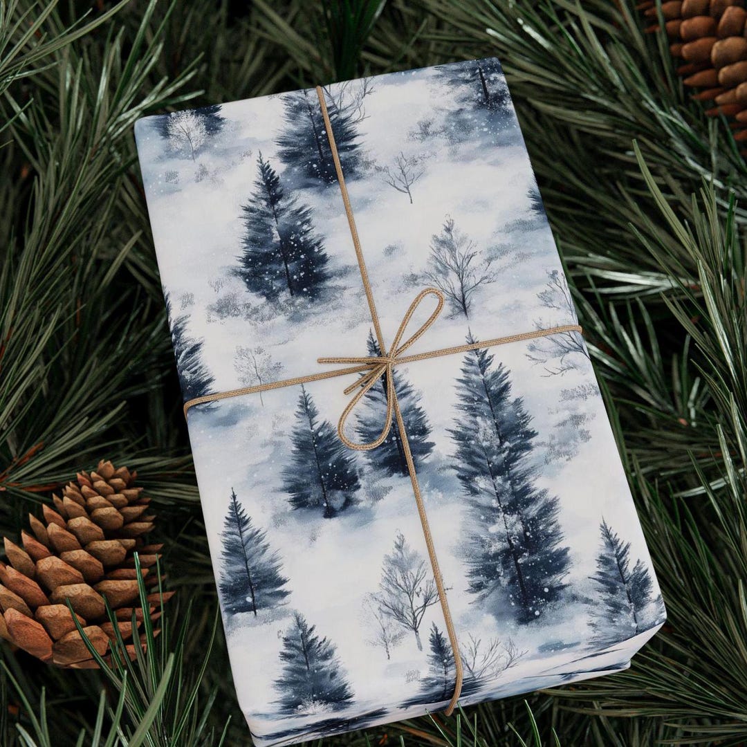 Winter Wonderland Wrapping Paper Serene Snowy Forest Design Matte or ...