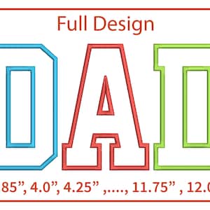 Dad Applique Embroidery Machine Sign Design Satin Stitch Father's Day ...