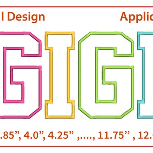 Gigi Applique Embroidery Machine Sign Design Satin Stitch Mother's Day ...