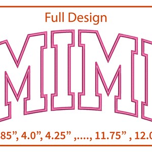 Mimi Applique Embroidery Machine Sign Design Satin Stitch Mother's Day ...