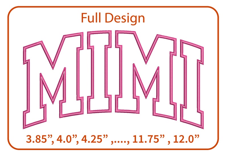 Mimi Applique Embroidery Machine Sign Design Satin Stitch Mother's Day ...