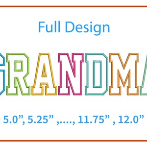 Grandma Applique Embroidery Machine Sign Design Satin Stitch Mother's ...
