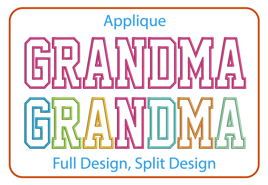 Grandma Applique Embroidery Machine Sign Design Satin Stitch Mother's ...