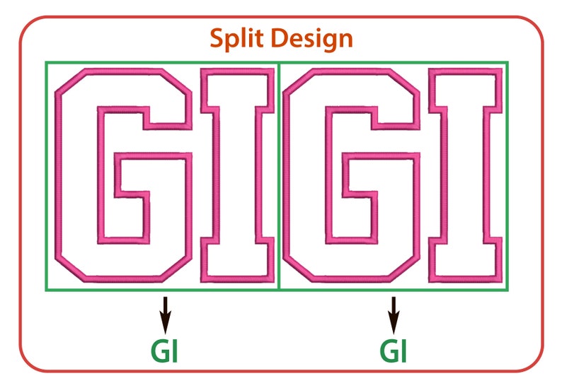 Gigi Applique Embroidery Machine Sign Design Satin Stitch Mother's Day ...