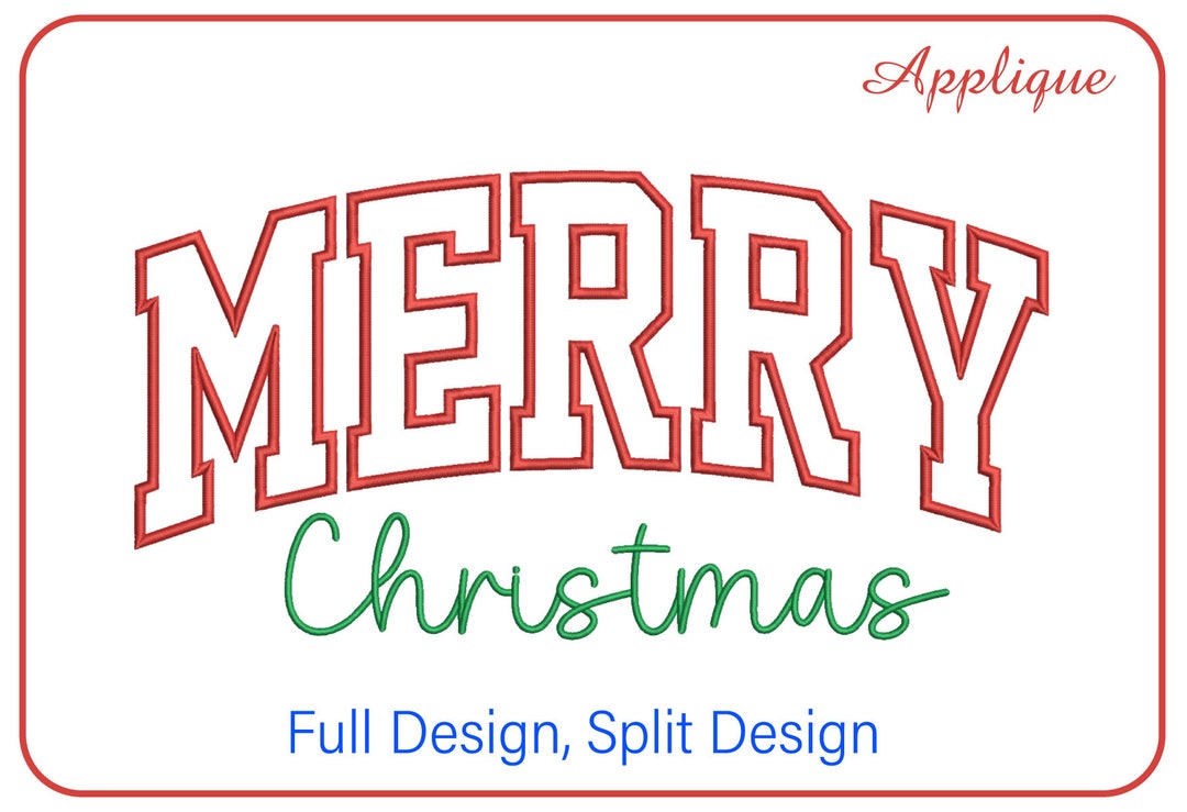 Merry Applique Embroidery Machine Sign Merry Christmas Design Satin ...