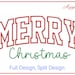 Merry Applique Embroidery Machine Sign Merry Christmas Design Satin ...