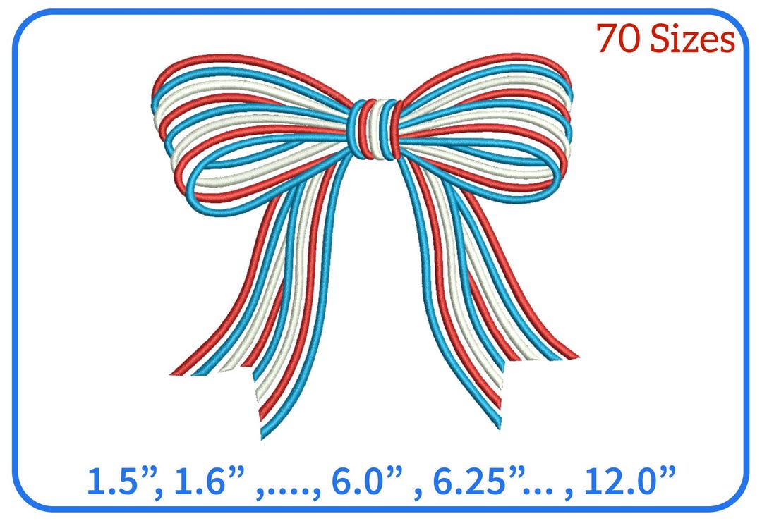 Bow Embroidery Machine Design, Striped Bow Satin Stitch Designs ...