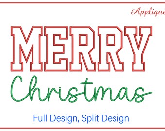 Merry Applique Embroidery Machine Sign Merry Christmas Design Satin ...