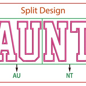 Auntie Applique Embroidery Machine Sign Aunt Design Satin Stitch Mother ...