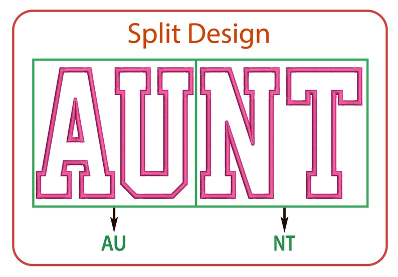 Auntie Applique Embroidery Machine Sign Aunt Design Satin Stitch Mother ...