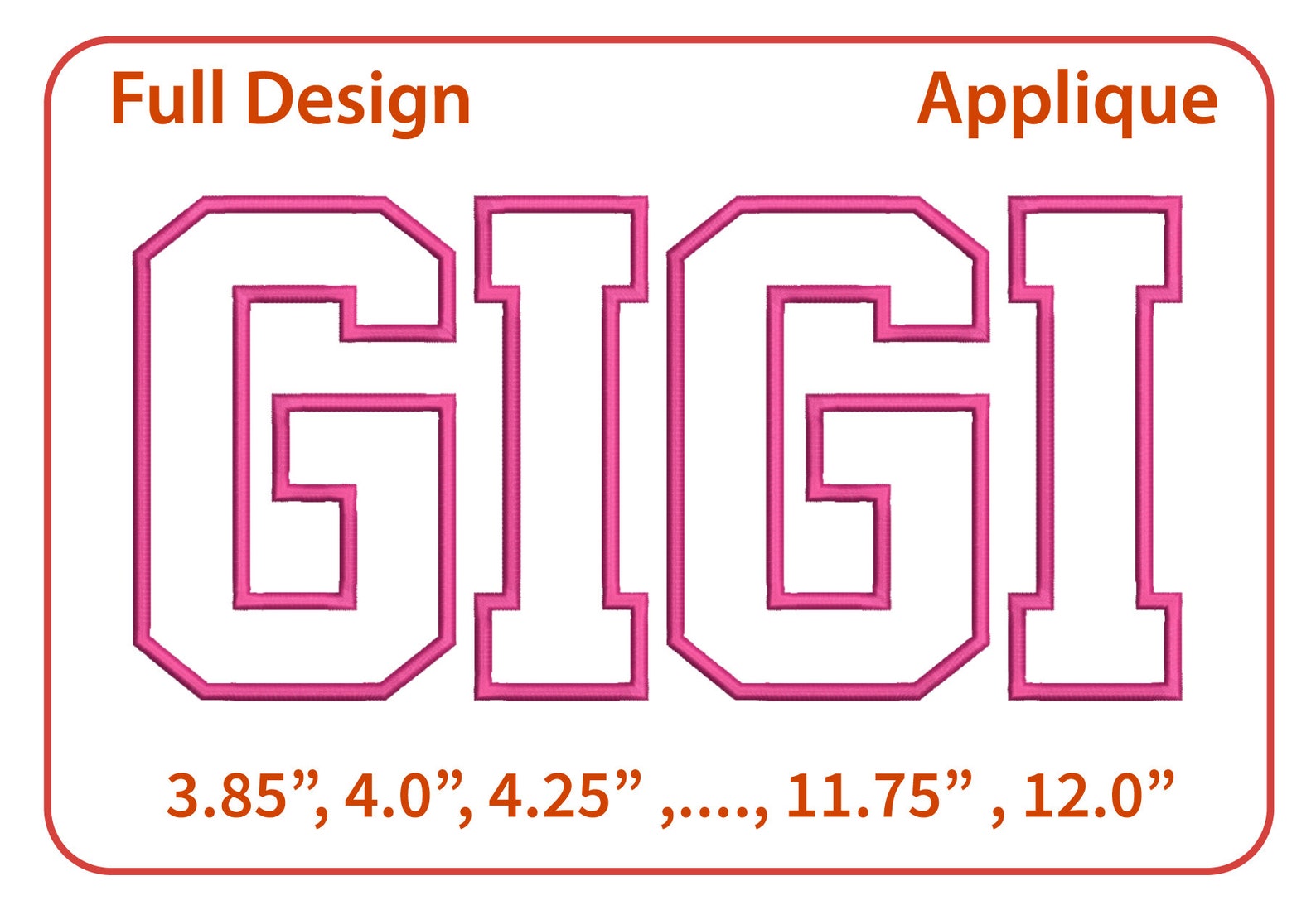 Gigi Applique Embroidery Machine Sign Design Satin Stitch Mother's Day ...